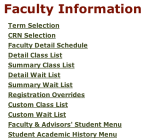 Banner Self Service for Faculty - Help Wiki